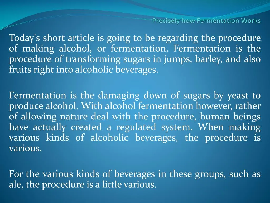 PPT - Precisely how Fermentation Works PowerPoint Presentation, free ...