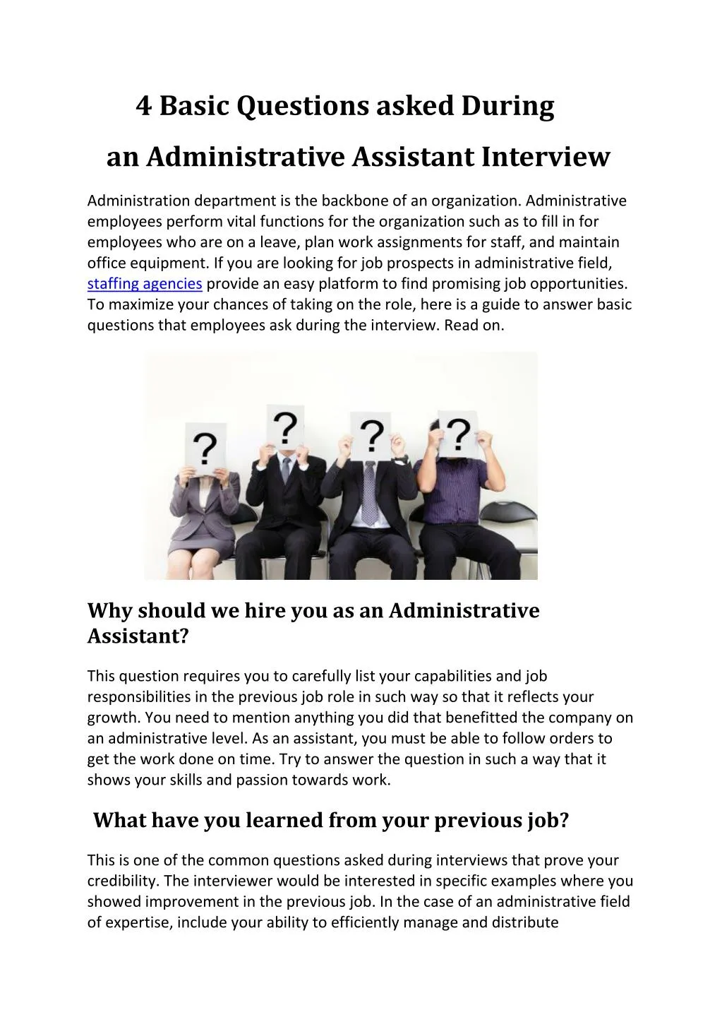 PPT - 4 Basic Questions asked During an Administrative Assistant ...