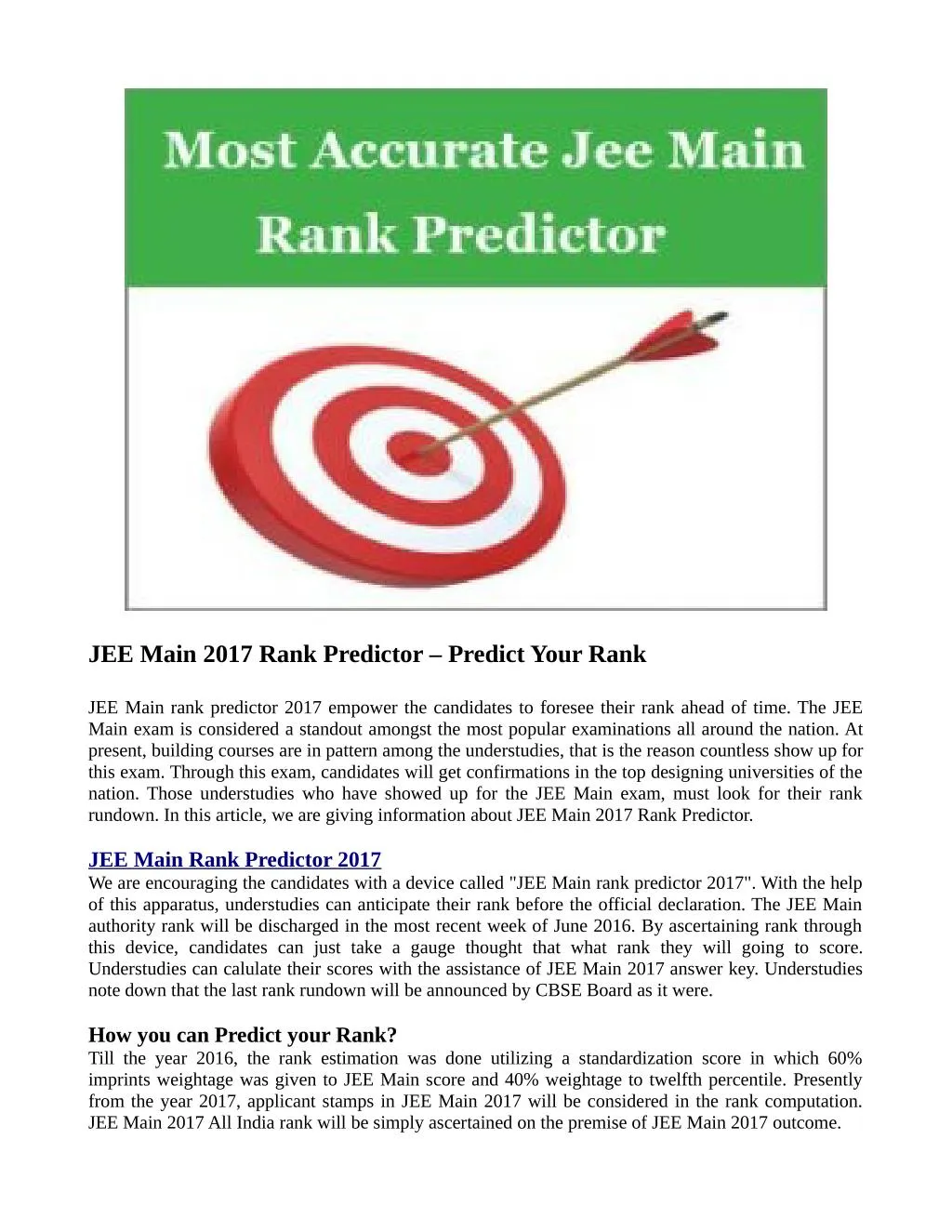 PPT - JEE Main 2017 Rank Predictor – Predict Your Rank PowerPoint ...