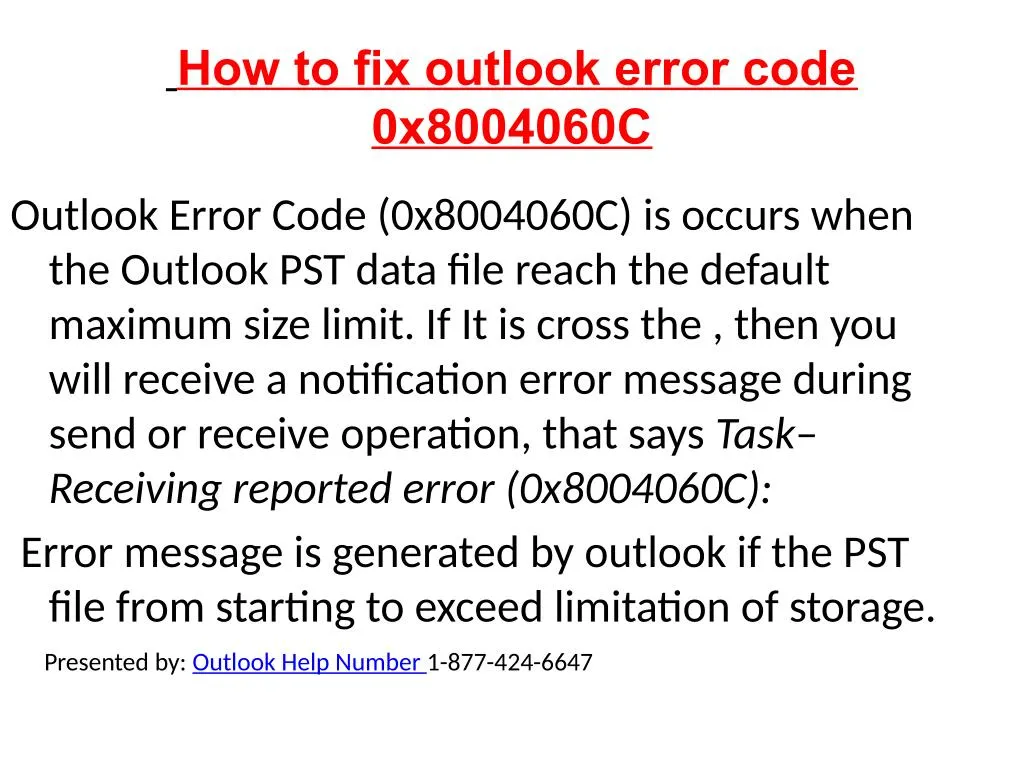 PPT - How to fix outlook error code 0x8004060C PowerPoint Presentation ...