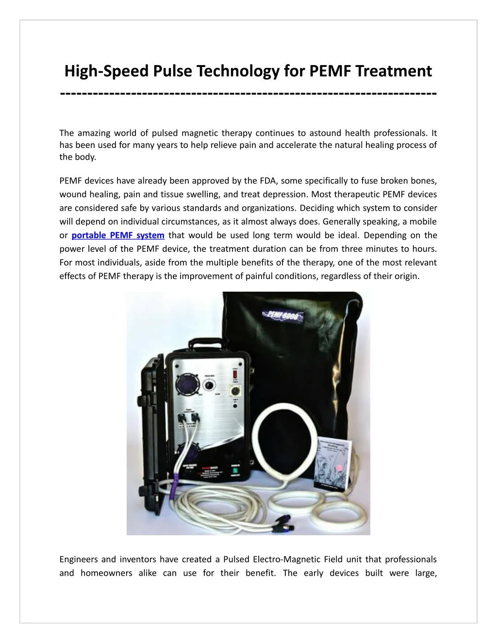 PPT - High-Speed Pulse Technology for PEMF Treatment PowerPoint ...