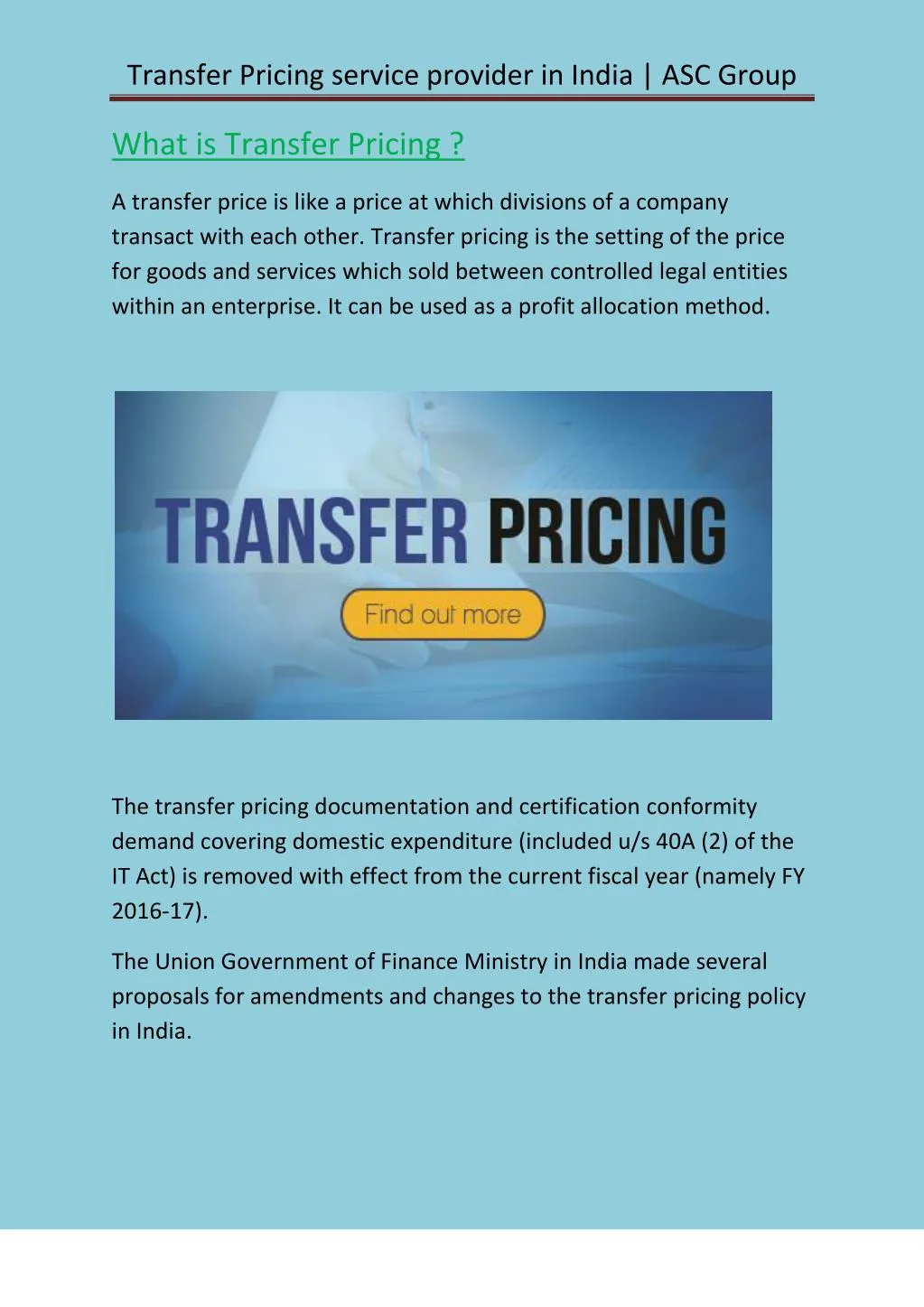 PPT - Transfer Pricing service provider in India | ASC Group PowerPoint Presentation - ID:7548880