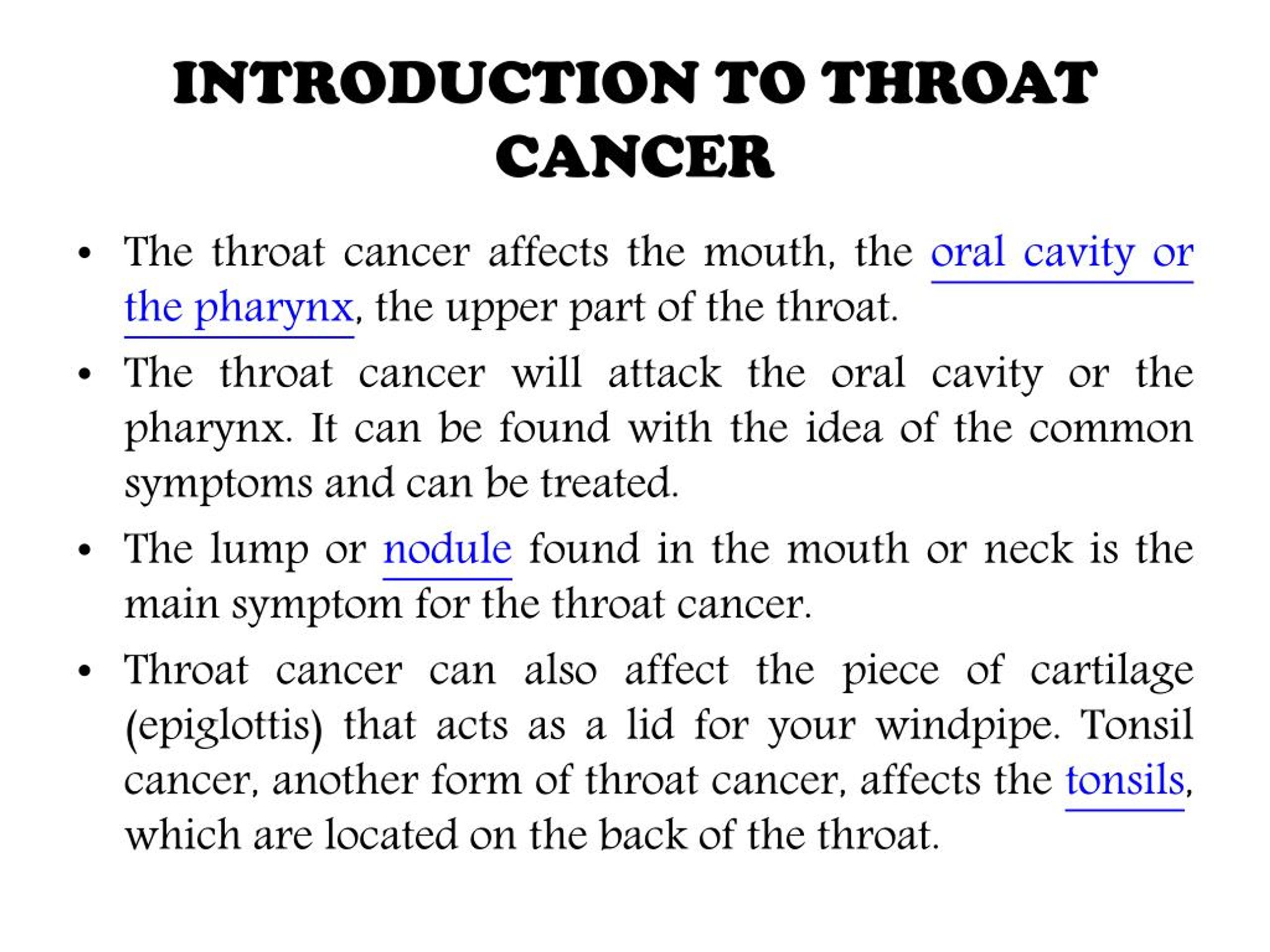 PPT - Throat Cancer: Symptoms, Diagnosis, Tests and Treatment ...