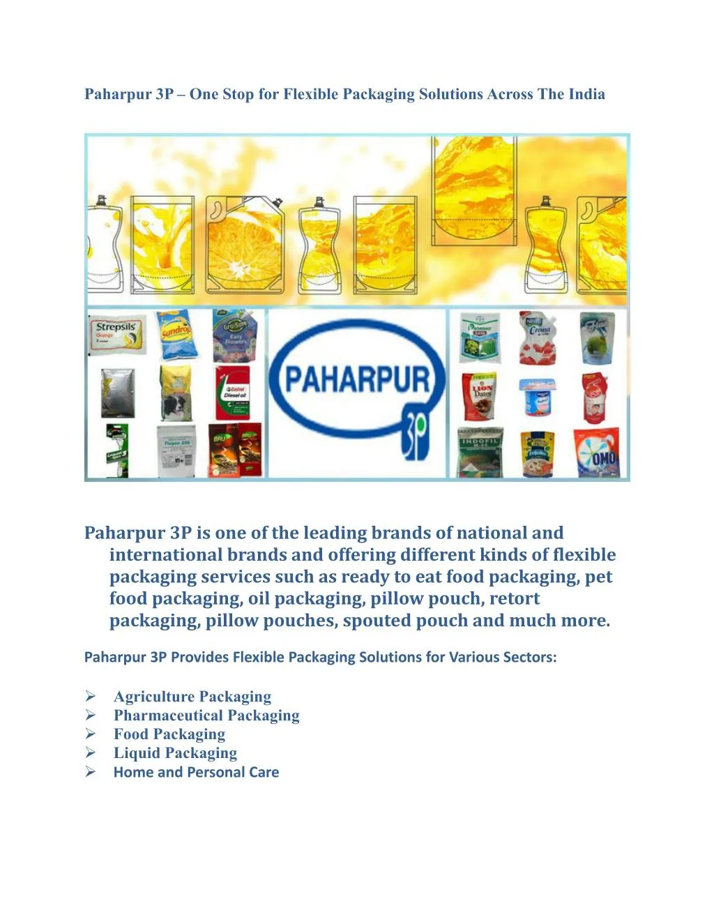 PPT - Paharpur 3P – One Stop for Flexible Packaging Solutions Across ...