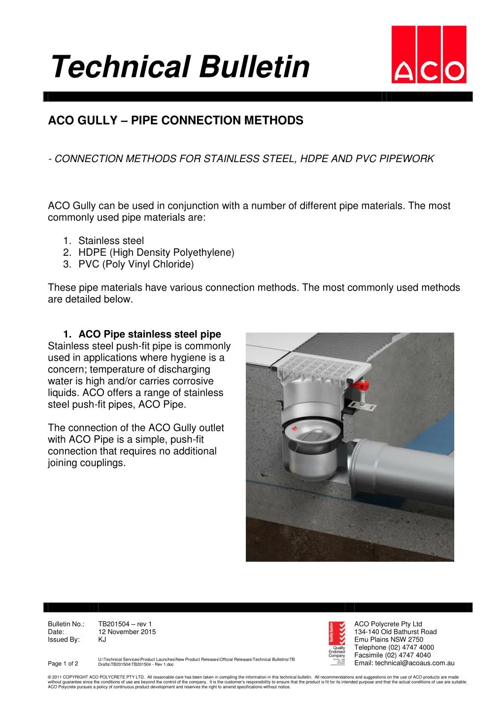 PPT - ACO Gully - Pipe Connection Methods PowerPoint Presentation, free ...
