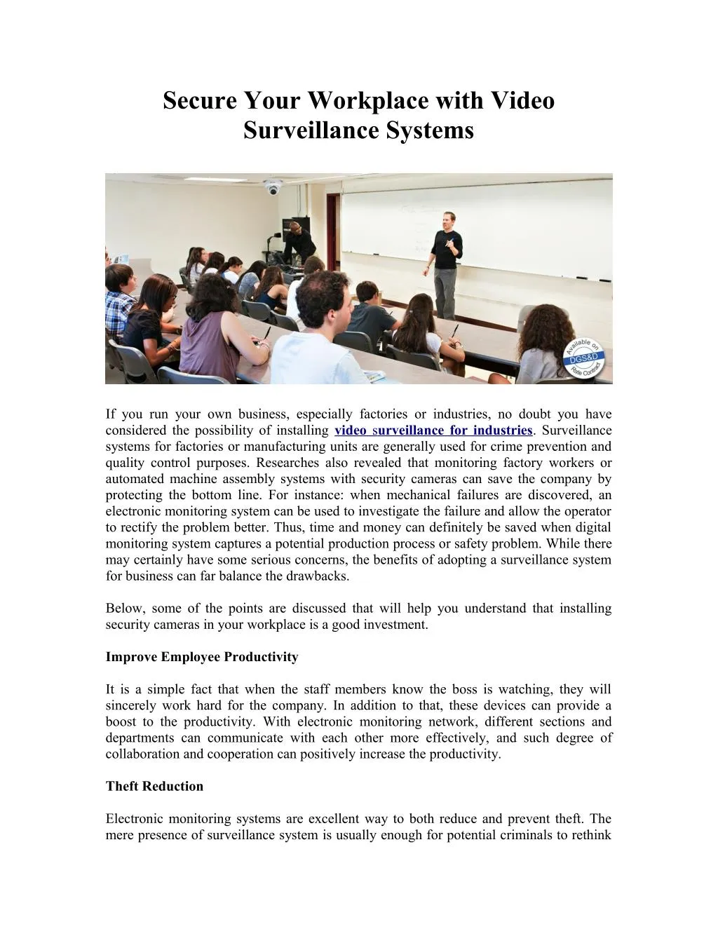 PPT - Secure Your Workplace with Video Surveillance Systems PowerPoint ...