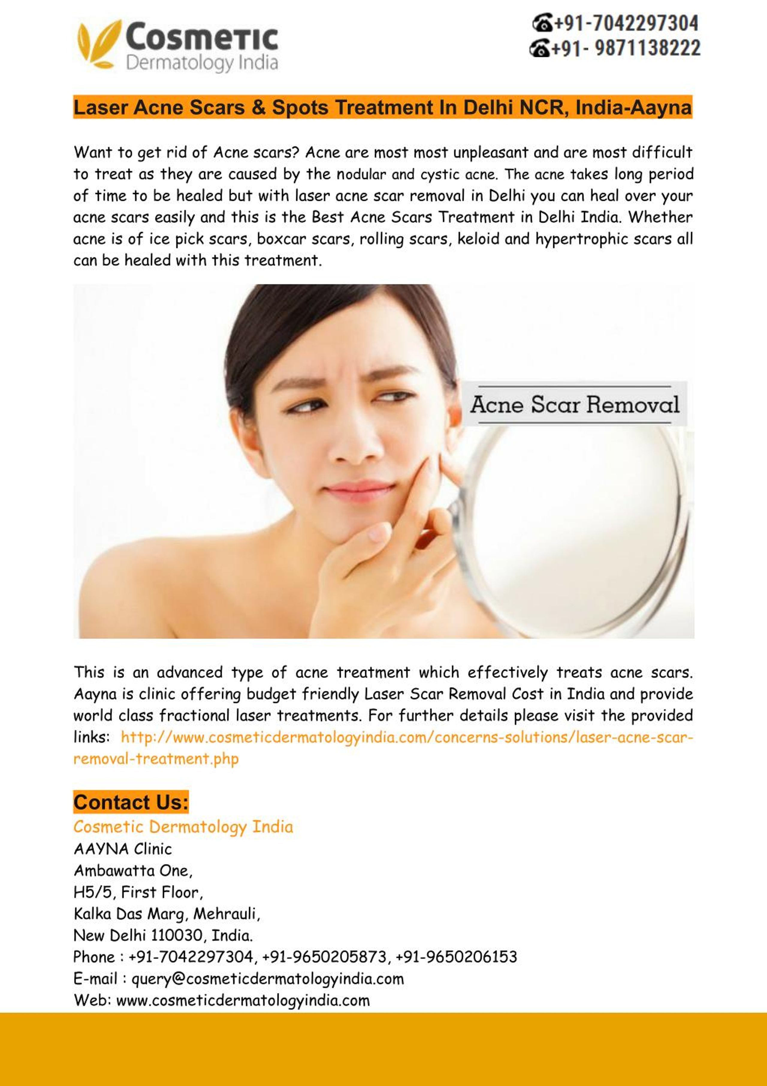 Ppt Laser Acne Scars And Spots Treatment In Delhi Ncr India Aayna