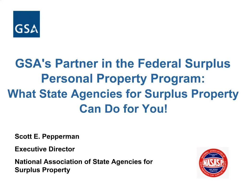 PPT - GSAs Partner in the Federal Surplus Personal Property Program ...