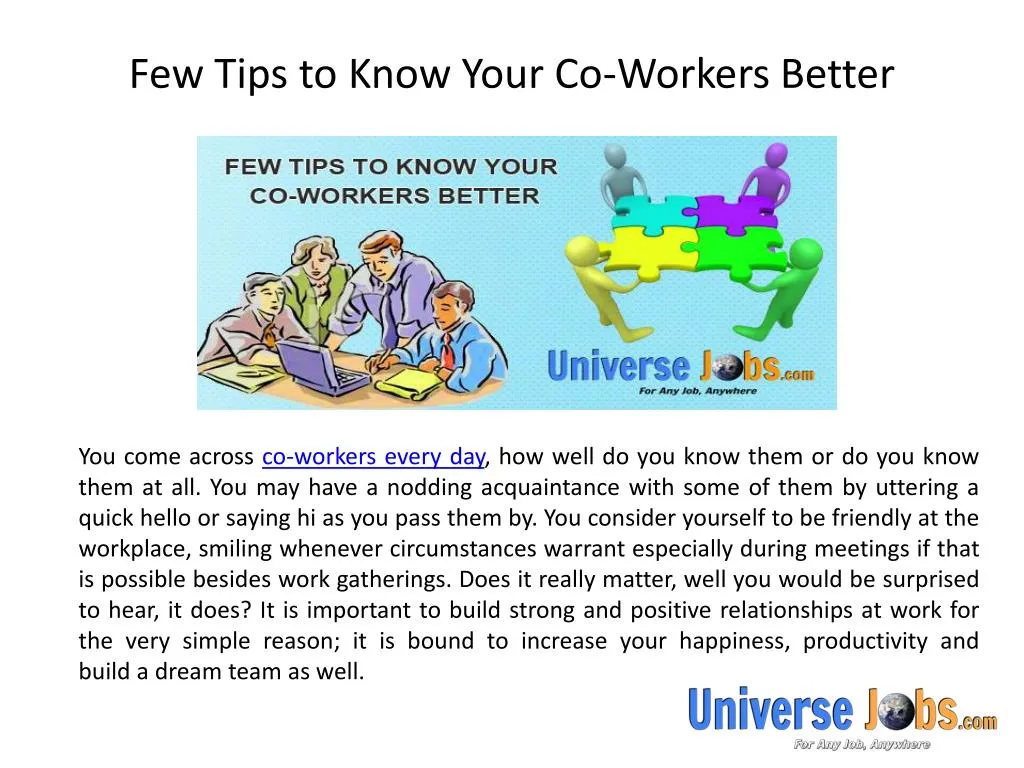 PPT - Few Tips to Know Your Co-Workers Better PowerPoint Presentation ...
