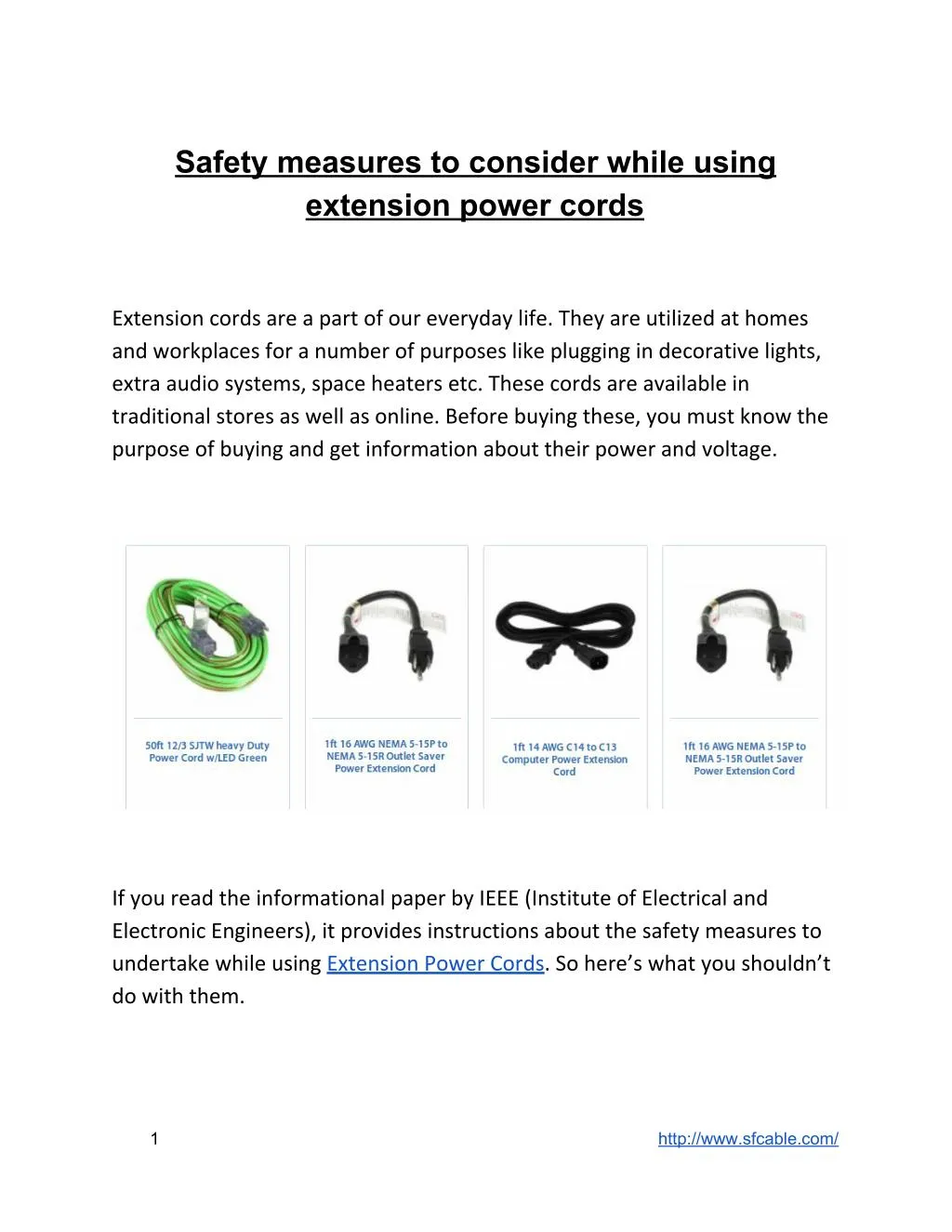 PPT - Safety Measures to Consider While Using Extension Power Cords ...