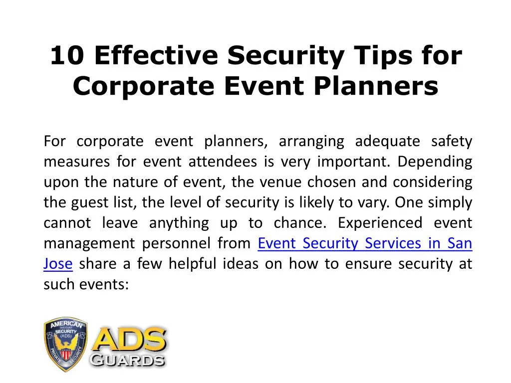 PPT - 10 Effective Security Tips for Corporate Event Planners ...
