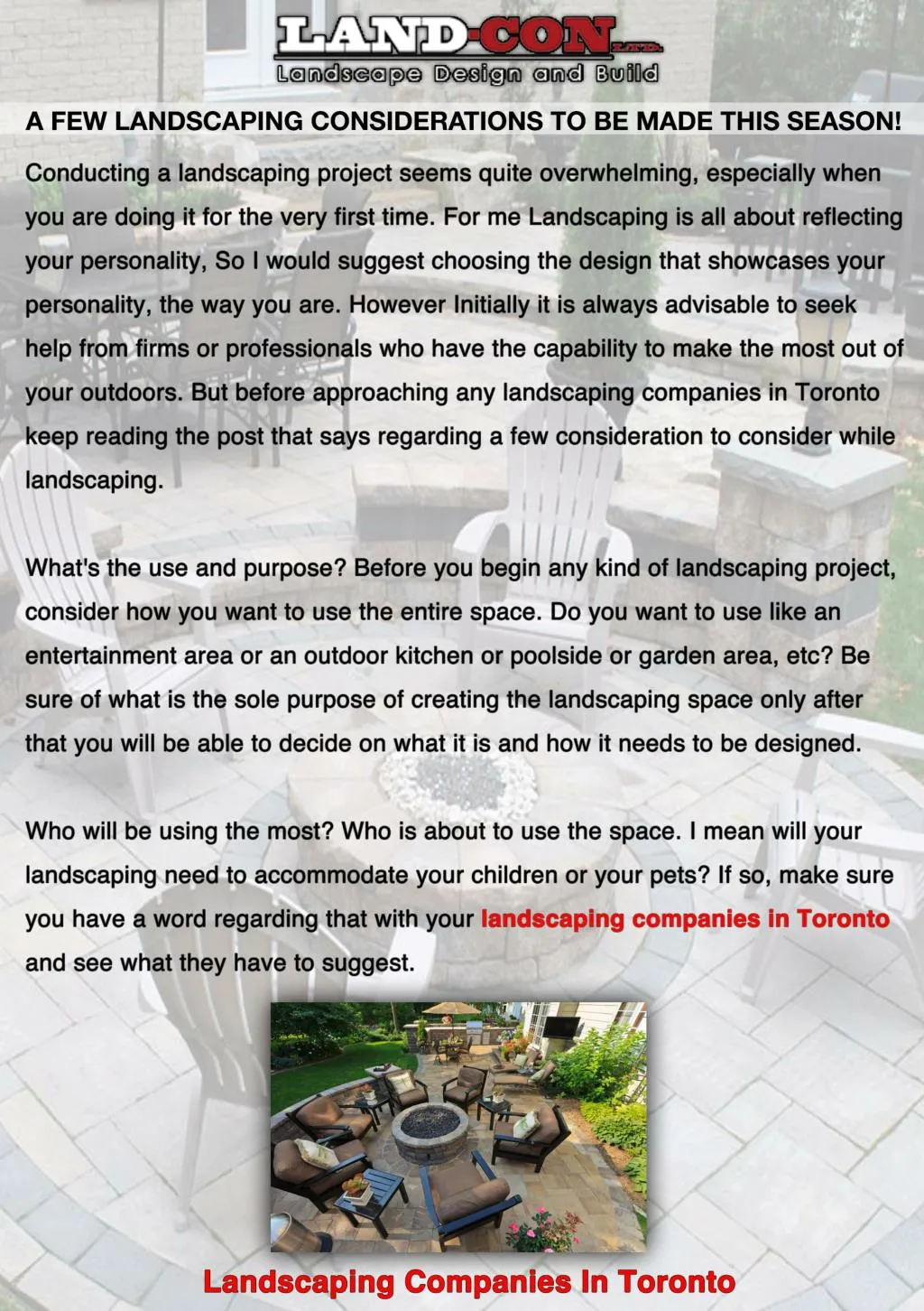 PPT - A FEW LANDSCAPING CONSIDERATIONS TO BE MADE THIS SEASON ...