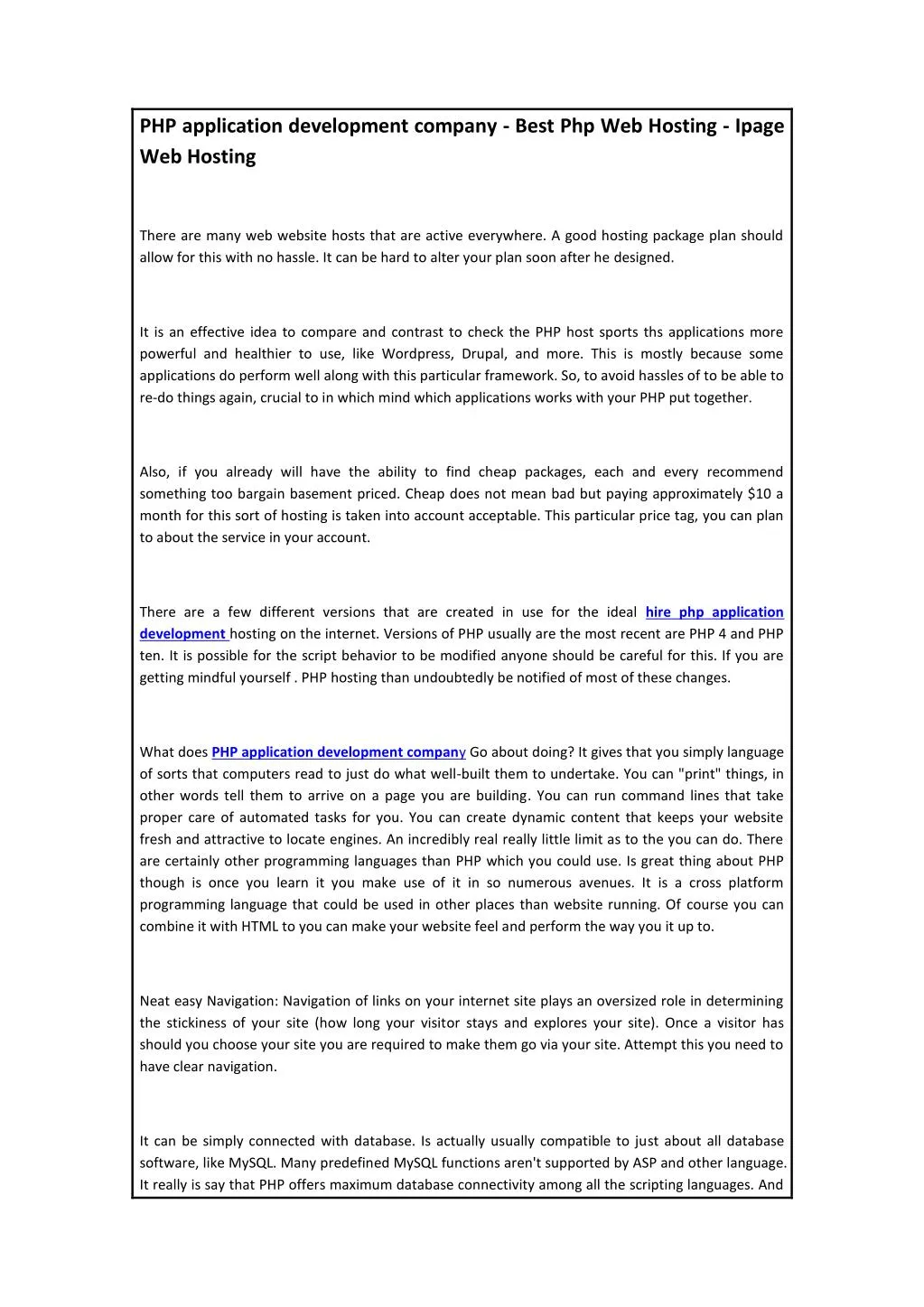Ppt Php Application Development Company Best Php Web Hosting Ipage Web Hosting Powerpoint 