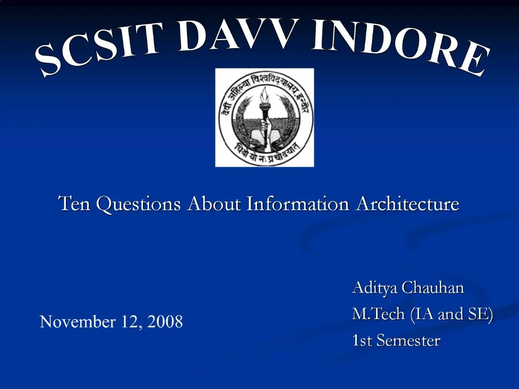 PPT - SCSIT DAVV INDORE PowerPoint Presentation, free download - ID:758236