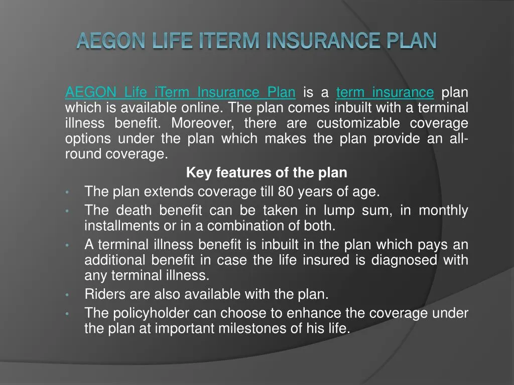 PPT - Aegon Life iTerm Insurance Plan PowerPoint Presentation, free ...