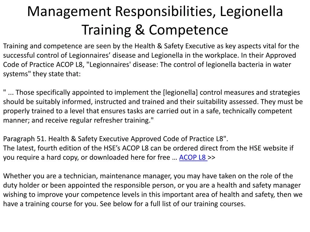 PPT - Legionella Risk Assessment, Training & Legionella Testing ...