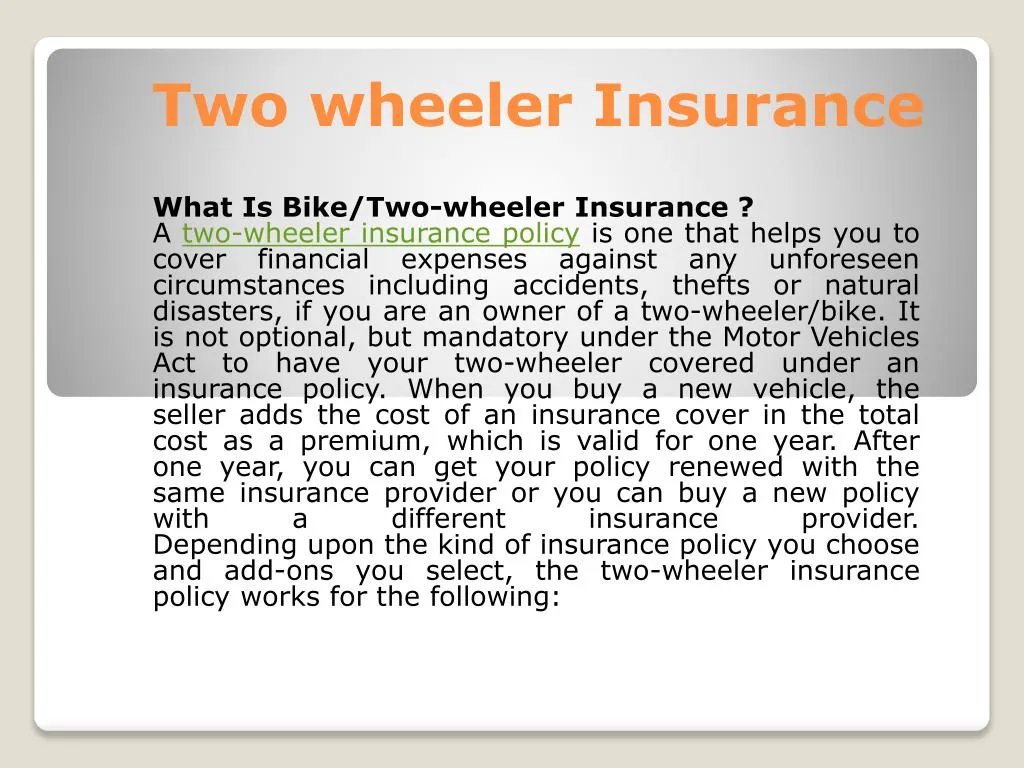 PPT - Two wheeler Insurance PowerPoint Presentation, free download - ID ...