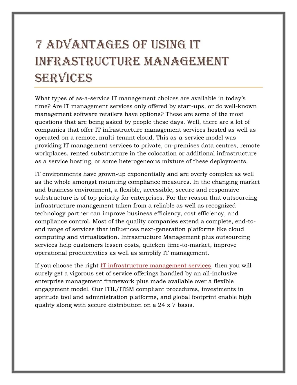PPT - 7 Advantages of Using IT Infrastructure Management Services ...