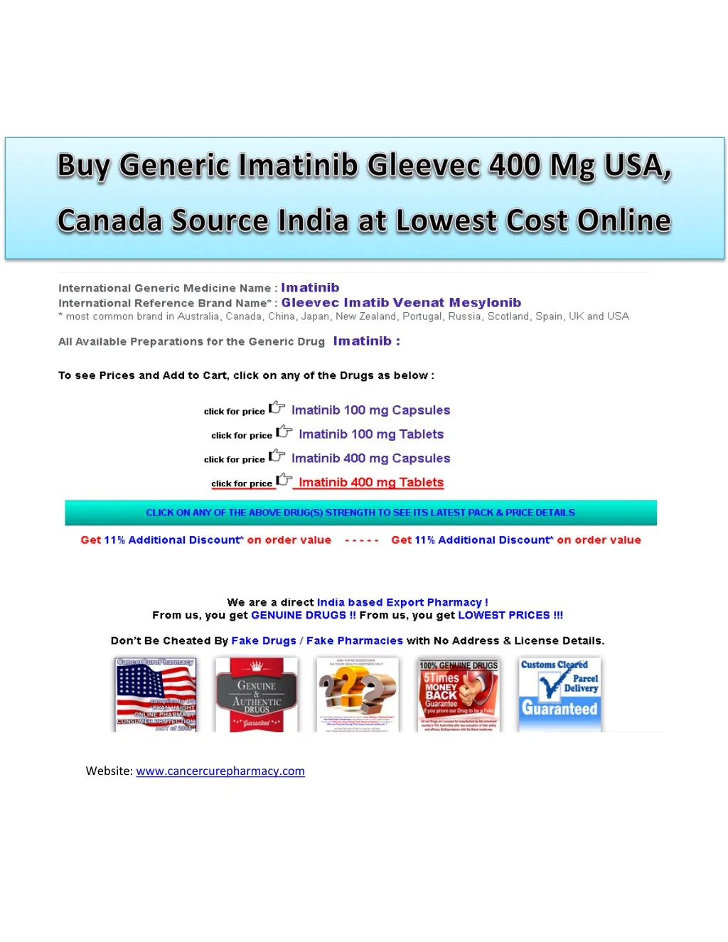 PPT - Buy Generic Imatinib Gleevec 400 Mg USA, Canada Source India at ...