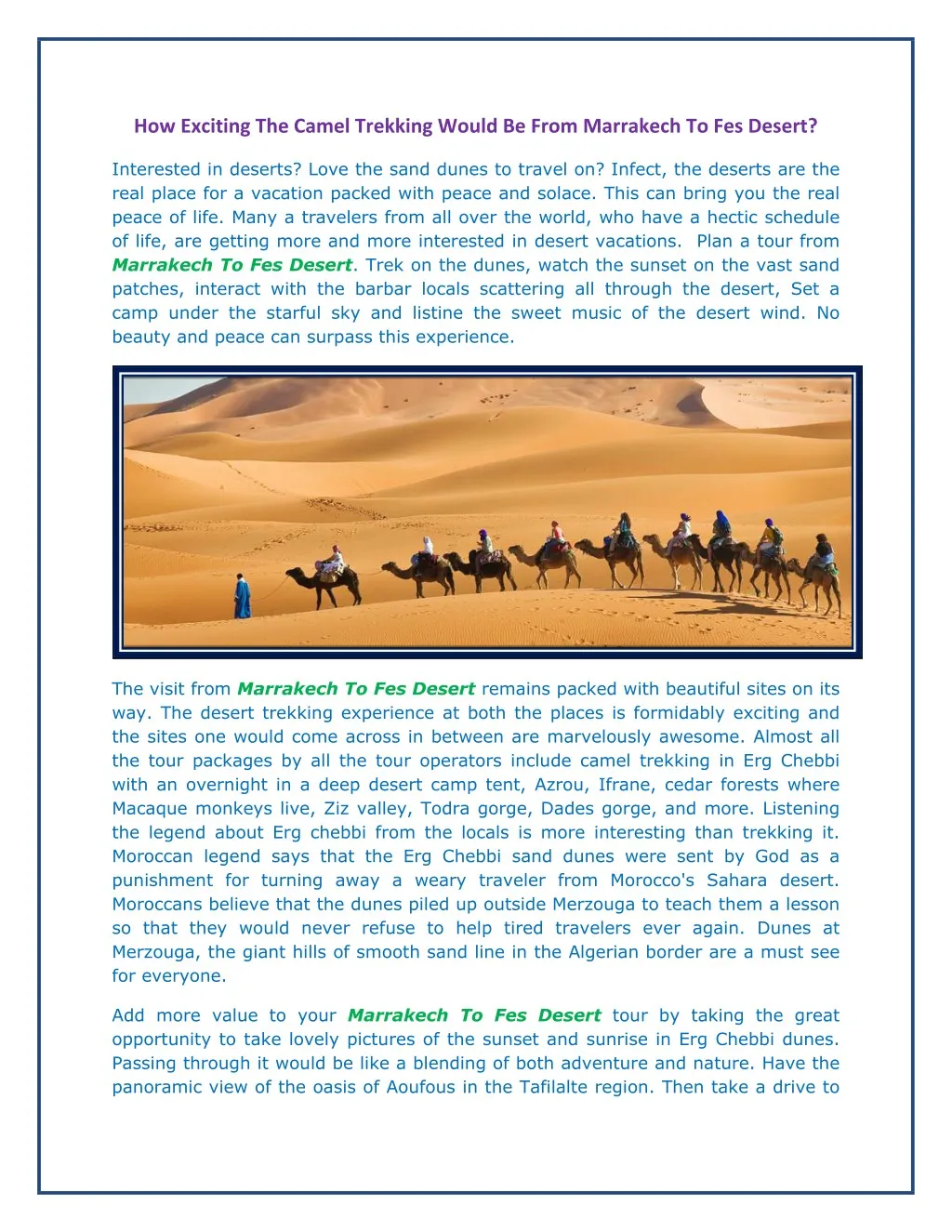 PPT - How Exciting The Camel Trekking Would Be From Marrakech To Fes ...