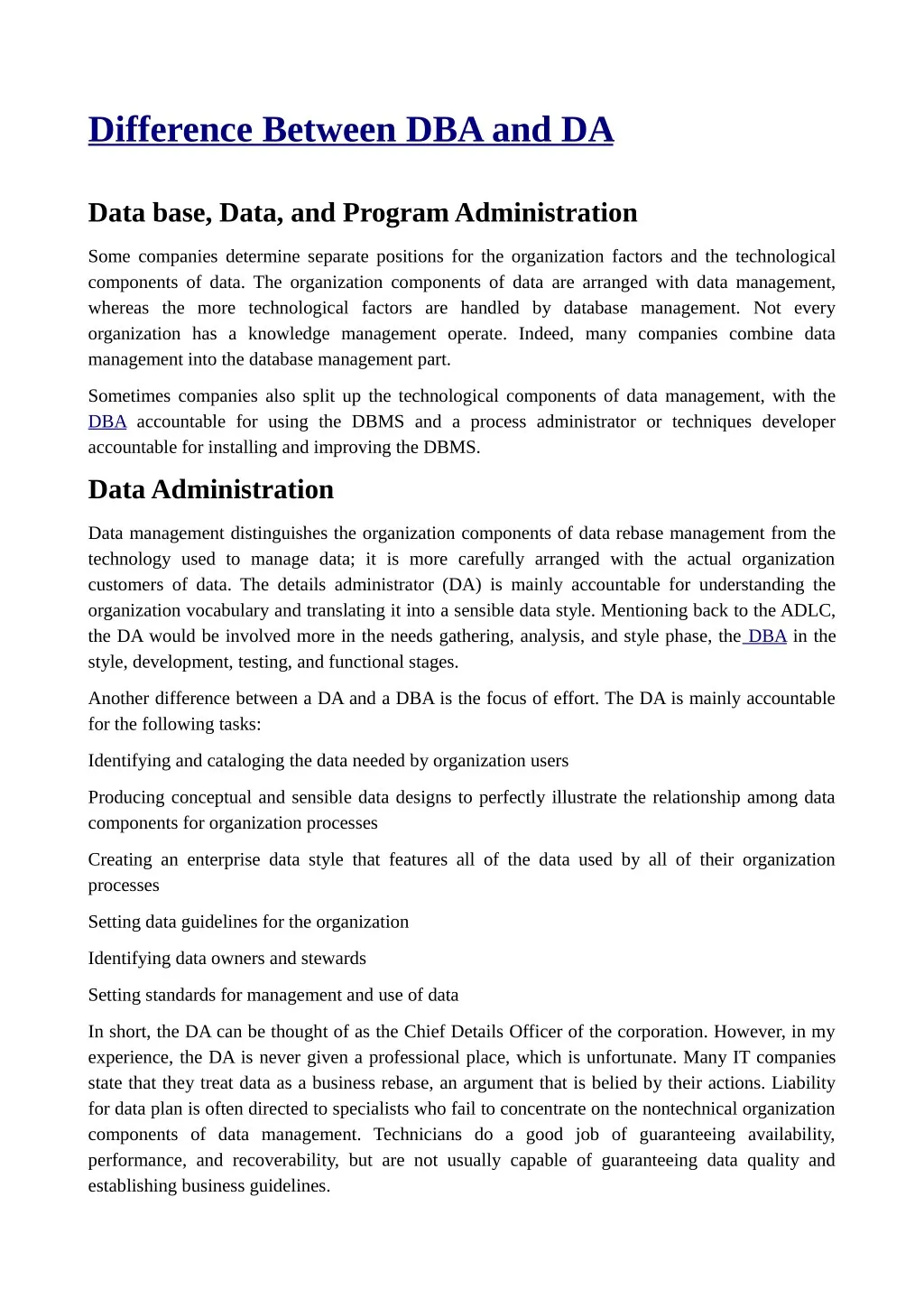 PPT - Difference Between DBA and DA PowerPoint Presentation, free ...