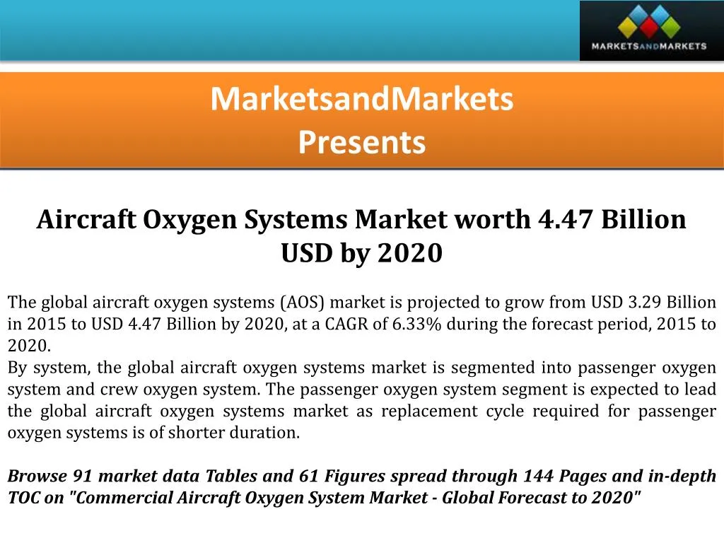 PPT - Aircraft Oxygen Systems Market worth 4.47 Billion USD by 2020 ...