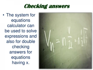 PPT - How Calculators can be used with the System of Equations ...