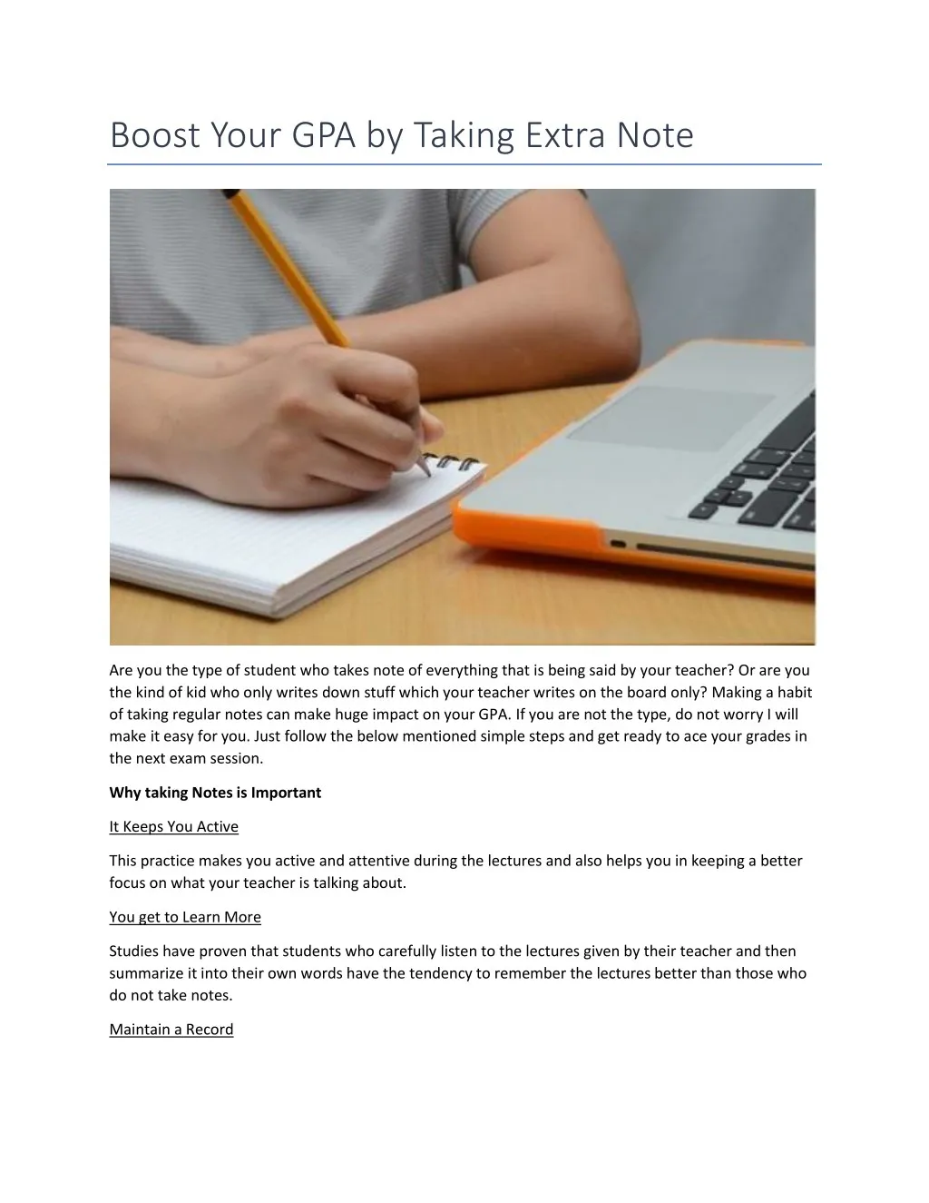 PPT - Boost Your GPA by Taking Extra Note PowerPoint Presentation, free ...