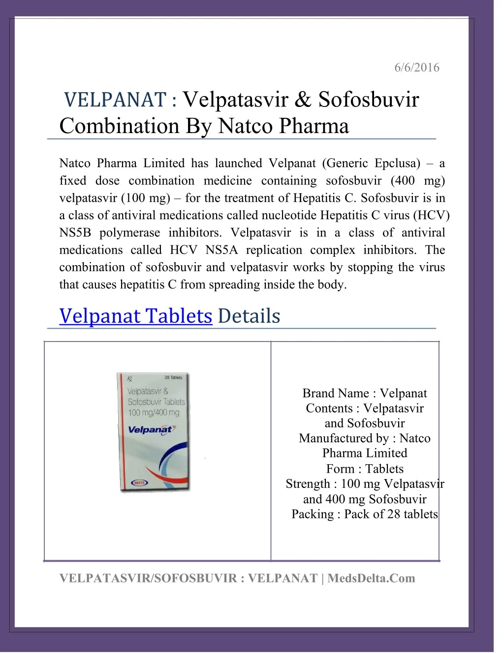 PPT - Epclusa tablets Generic Alternative Velpanat Sofosbuvir ...