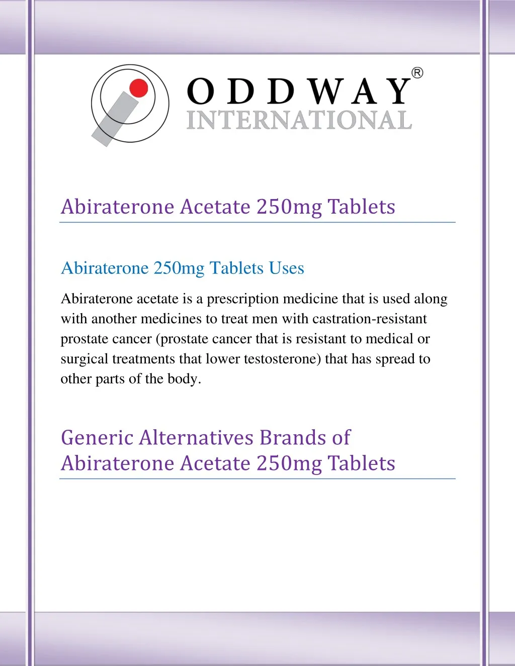 PPT - Get Abiraterone Acetate 250mg Tablets Generic Alternative ...