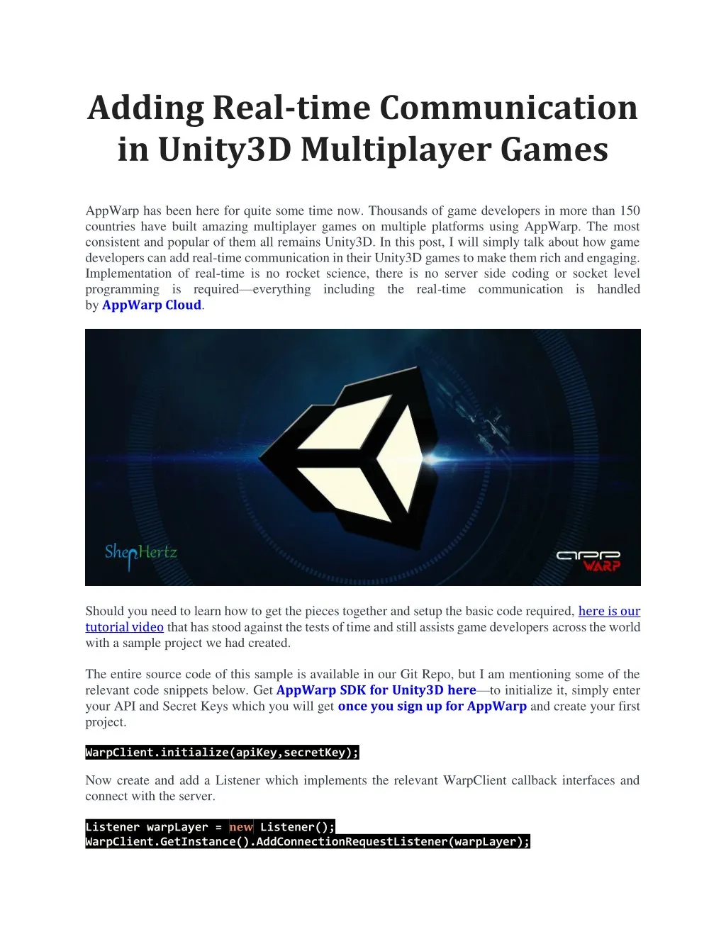 PPT - Adding Real-time Communication in Unity3D Multiplayer Games PowerPoint Presentation - ID ...