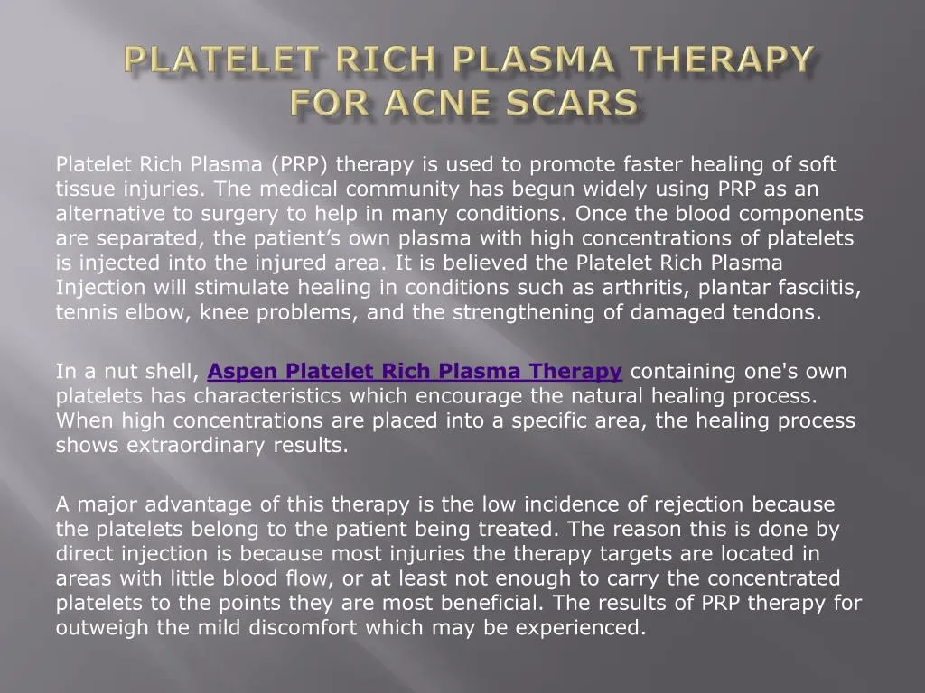PPT - Platelet Rich Plasma Therapy for Acne Scars PowerPoint ...
