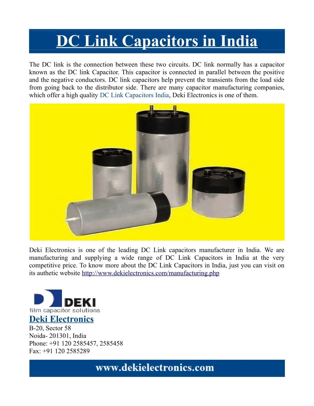 PPT - DC Link Capacitors in India PowerPoint Presentation, free ...