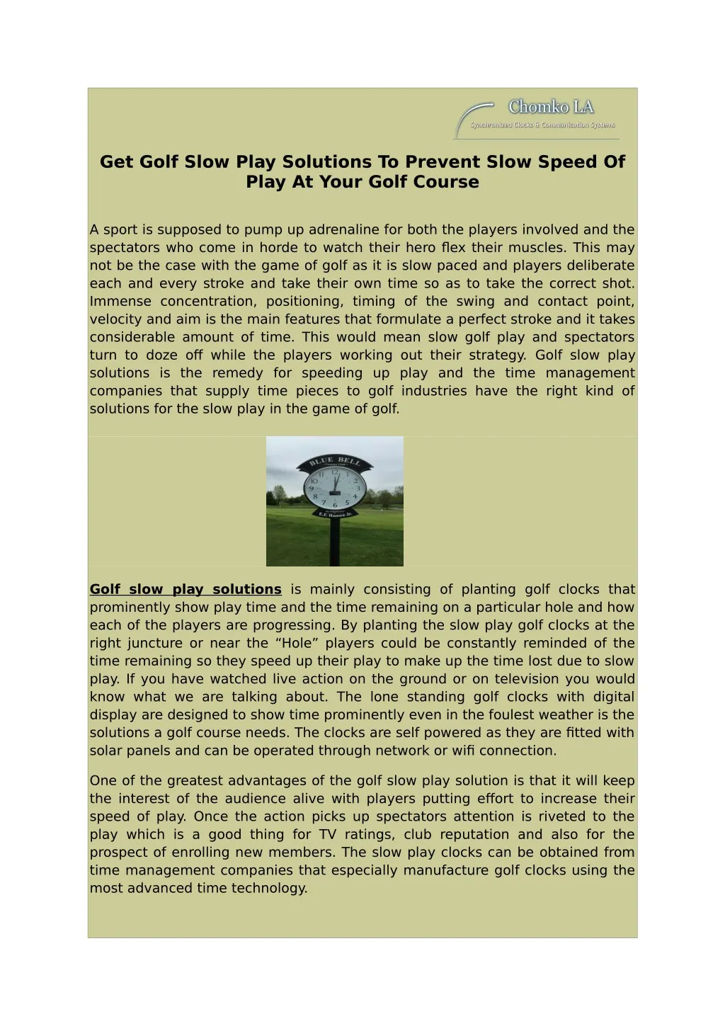 PPT - golf slow play solutions -Chomcola PowerPoint Presentation, free ...