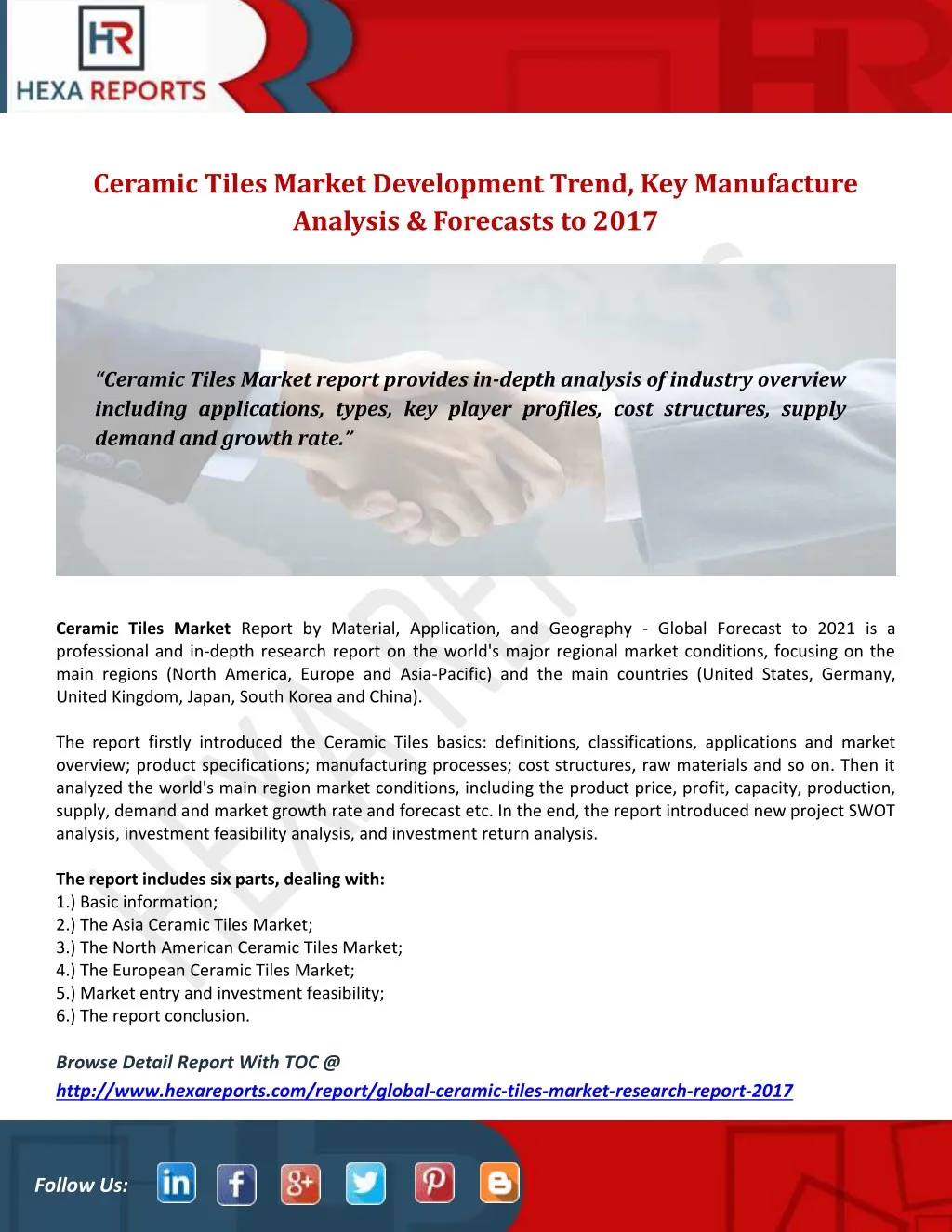 PPT - Ceramic Tiles Market Development Trend, Key Manufacture Analysis ...