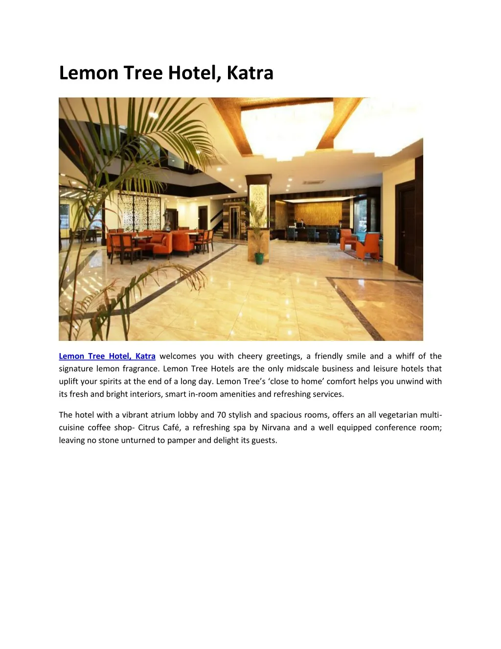 PPT - Lemon Tree Hotel Katra PowerPoint Presentation, free download ...