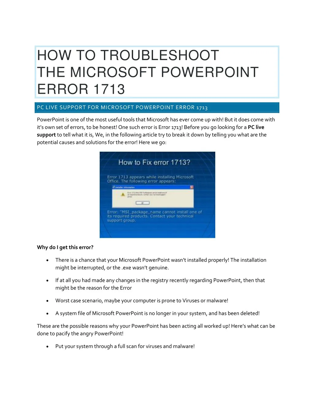 PPT - HOW TO TROUBLESHOOT THE MICROSOFT POWERPOINT ERROR 1713 ...
