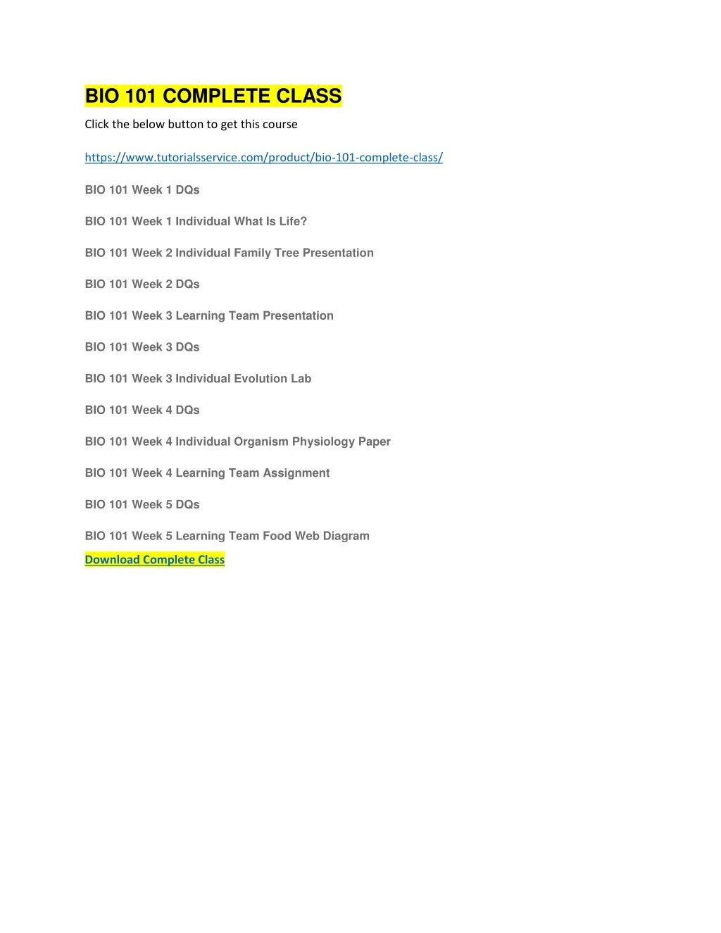 PPT - BIO 101 COMPLETE CLASS PowerPoint Presentation, free download ...