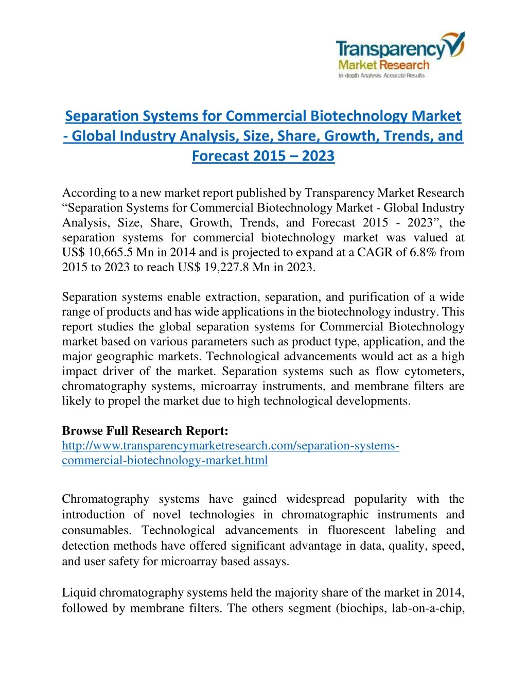 PPT - Separation Systems for Commercial Biotechnology Market will rise ...