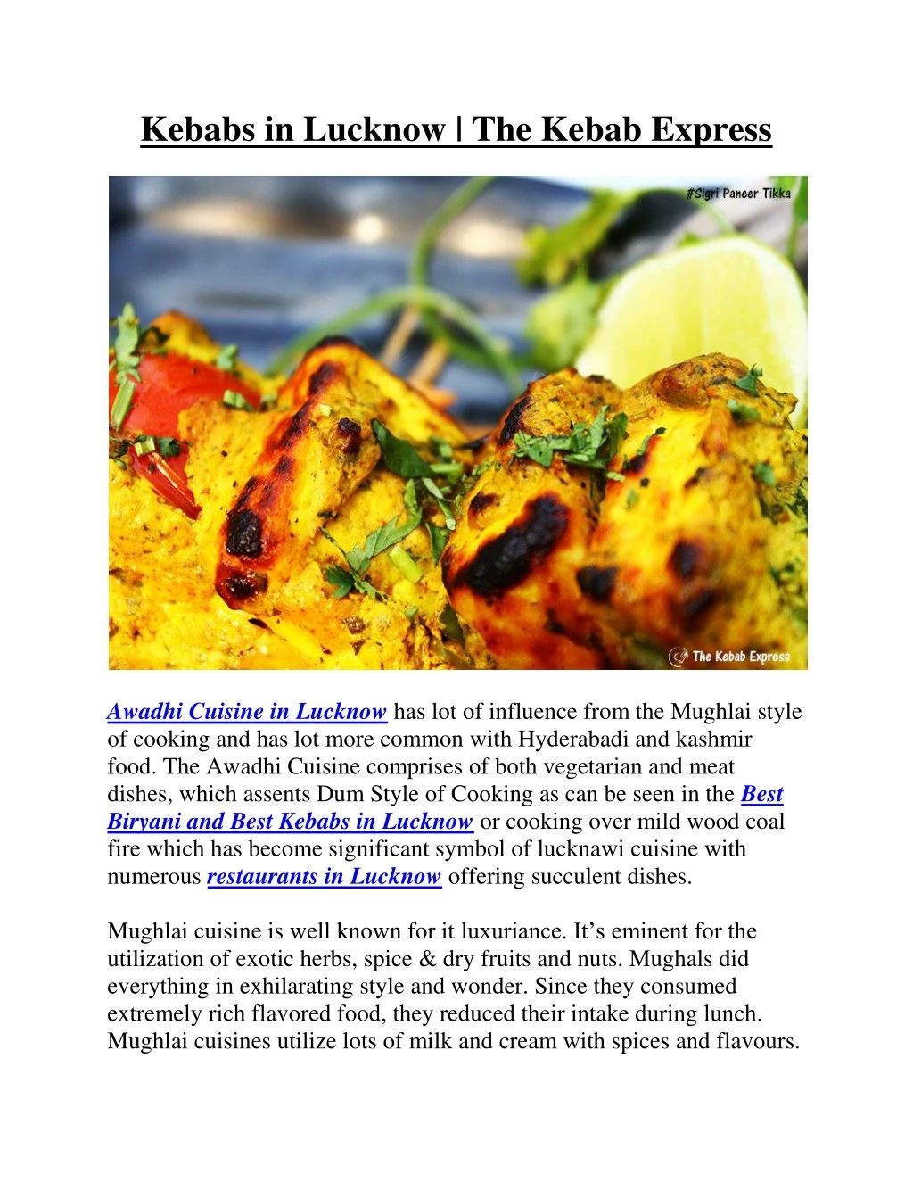 PPT - Lucknow Kebabs | The Kebab Express PowerPoint Presentation, free ...