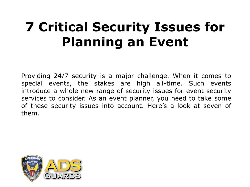 PPT - 7 Security Issues for Event Planning PowerPoint Presentation ...
