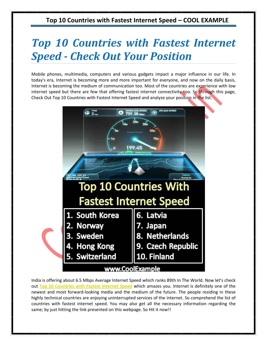 PPT - Top 10 Countries with Fastest Internet Speed PowerPoint ...