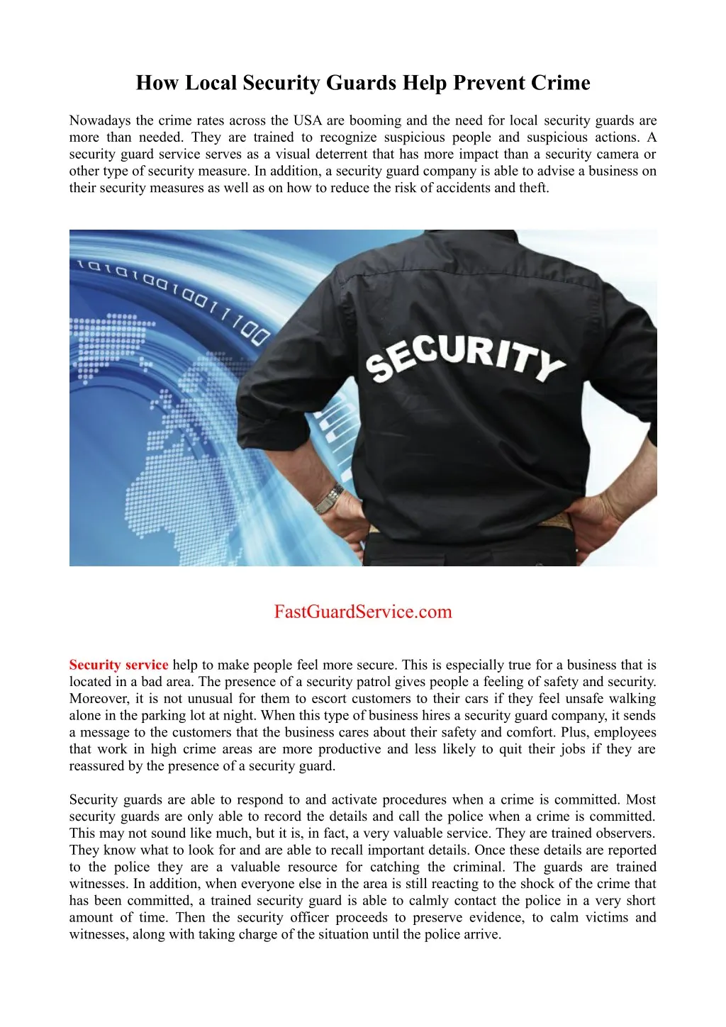 PPT - How Local Security Guards Help Prevent Crime PowerPoint ...