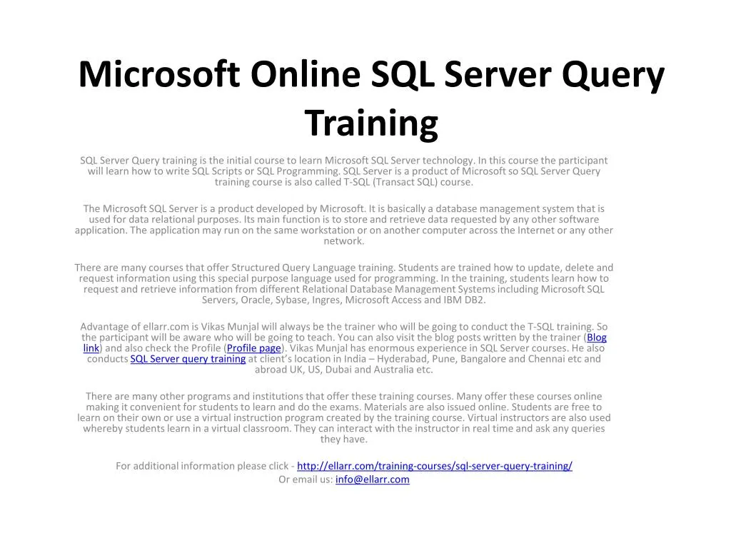 Ppt Microsoft Online Sql Server Query Training Powerpoint Presentation Id7672843
