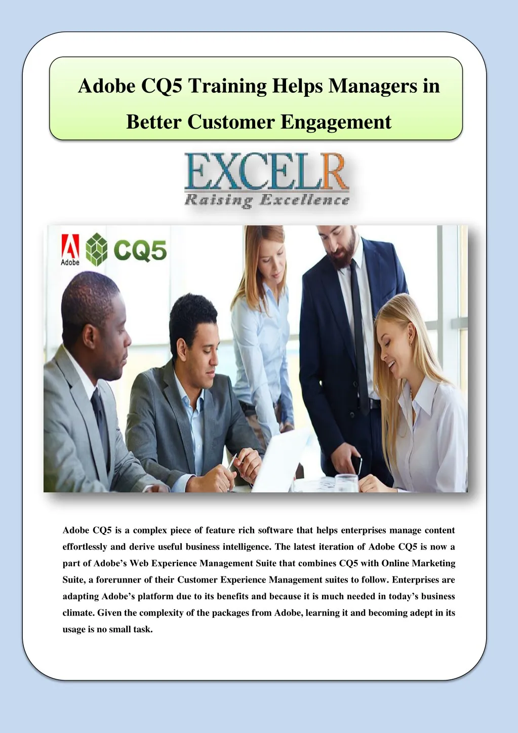 PPT - Adobe CQ5 Training Helps Managers in Better Customer Engagement ...