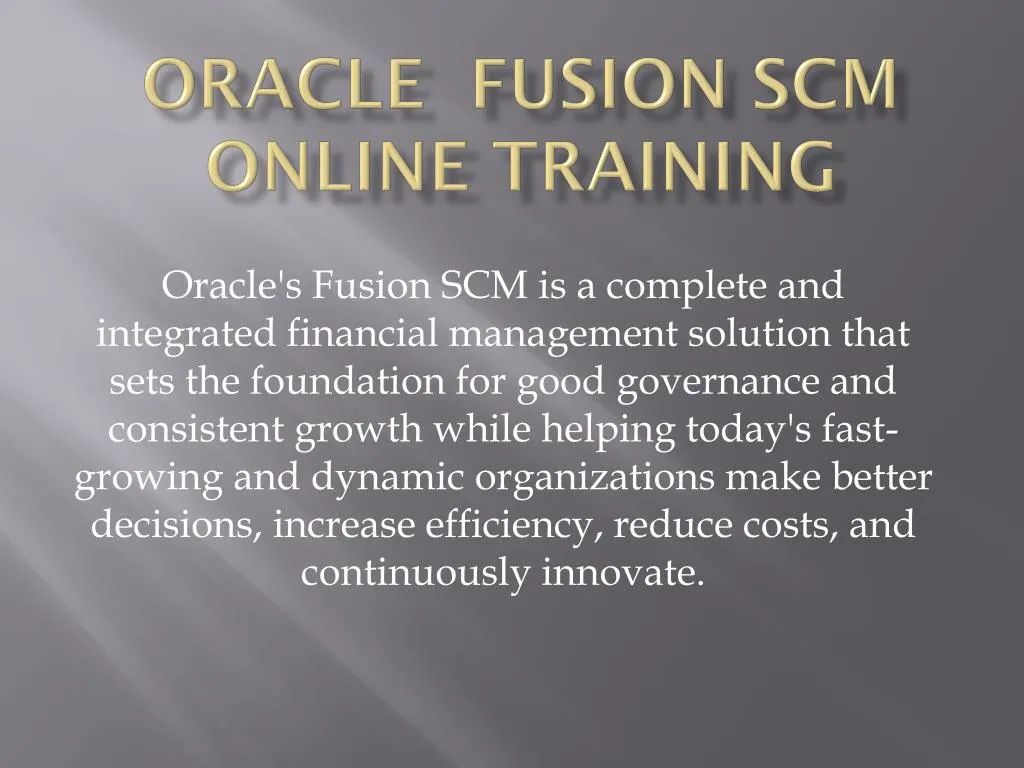 Ppt Oracle Fusion Scm Online Training Powerpoint Presentation Free