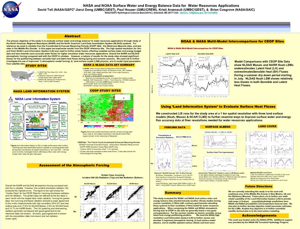 PPT - NASA and NOAA Surface Water and Energy Balance Data for Water ...