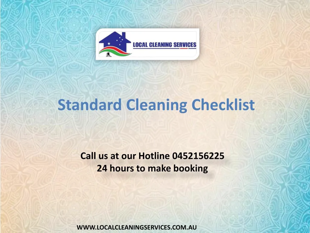 PPT - Standard Cleaning Checklist - - Local Cleaning Services ...