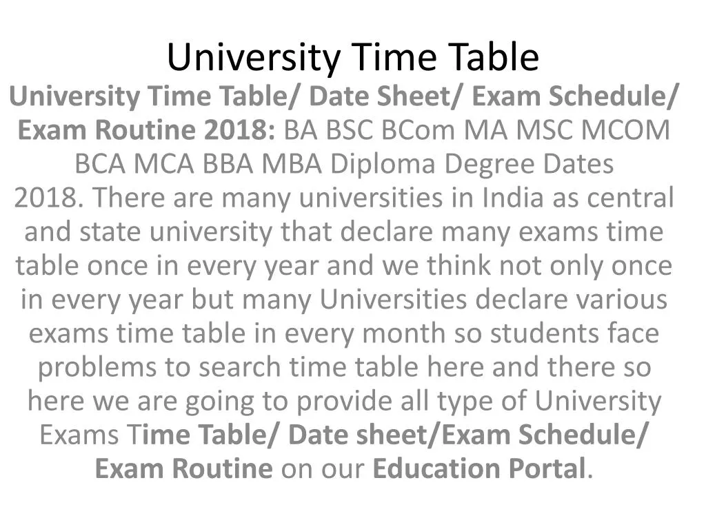 PPT - University Time Table Date Shee PowerPoint Presentation, free ...