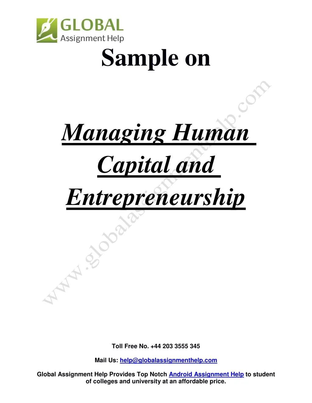 PPT - Sample Report on Managing Human Capital and Entrepreneurship by ...
